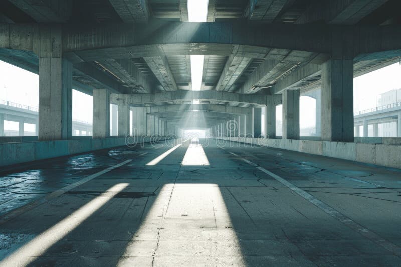 Bright Sunlight Shining through the Windows of a City Overpass Stock ...