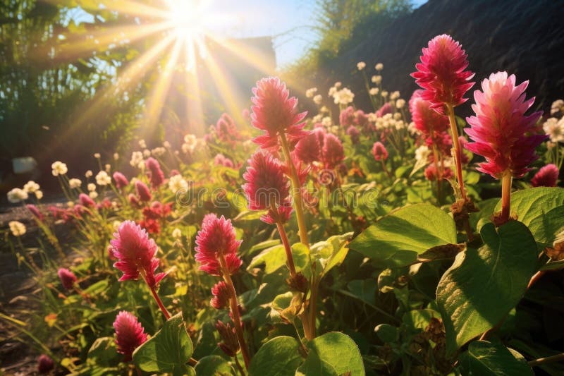 Bright Sunlight Streaming Onto a Patch of Clover Flowers Stock Image ...