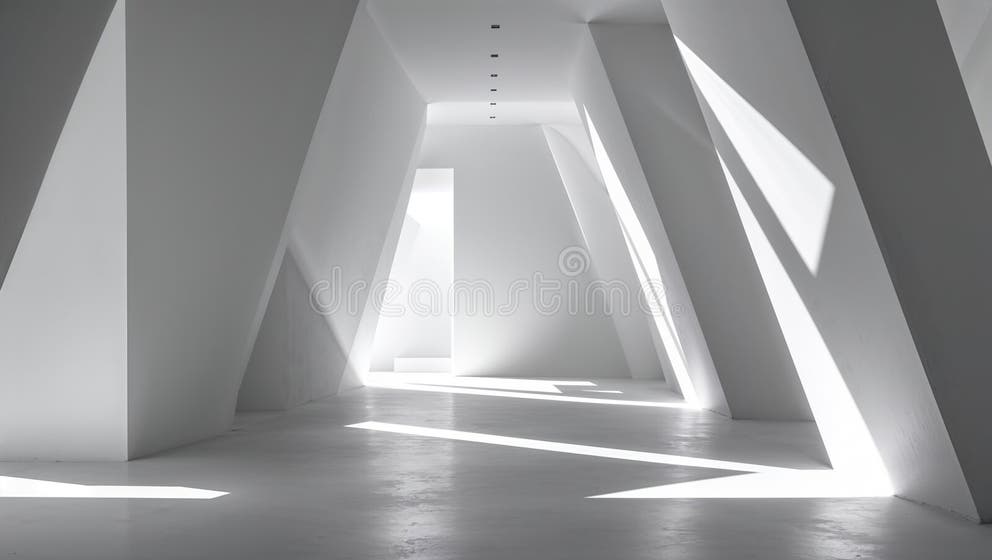 Bright Sunlight Streams through Angular Openings in a Minimalist Space ...