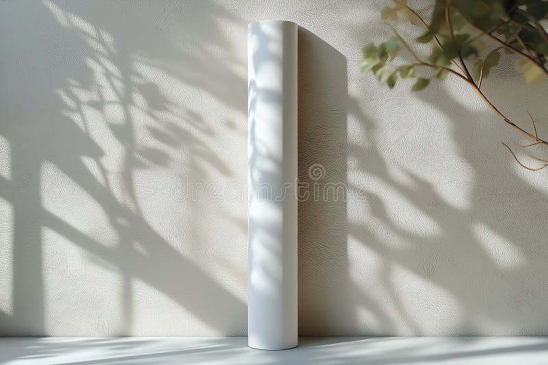 A Tall White Cylinder Casting Interesting Shadows on a Textured Wall in ...