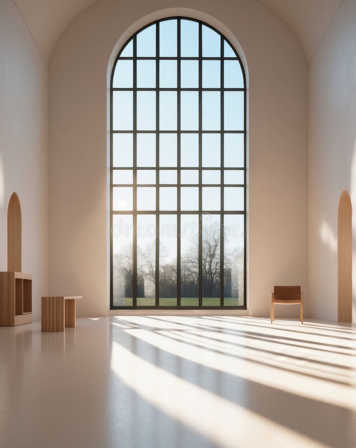 Sunlight Streams into the Empty Room through the Windows of the ...