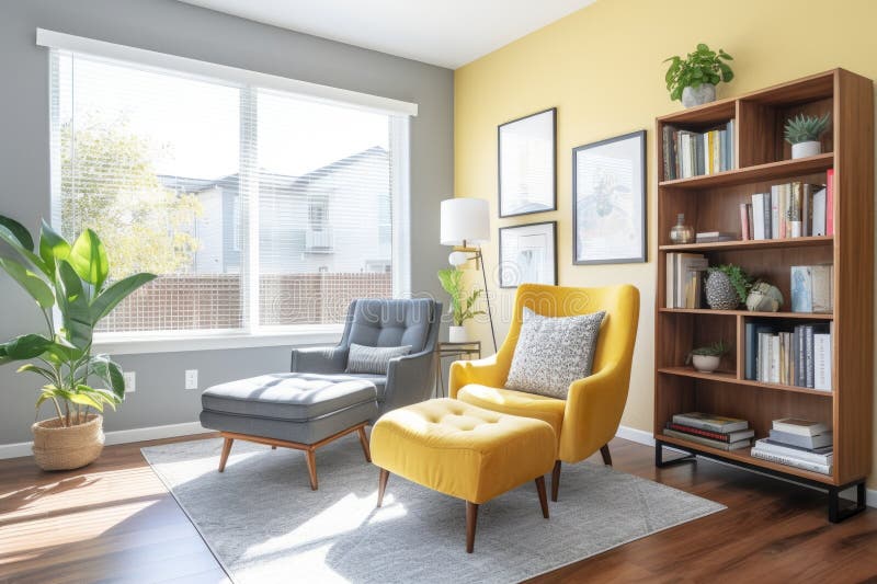 Bright Sunlit Reading Corner in Open Layout Apartment Stock Photo ...