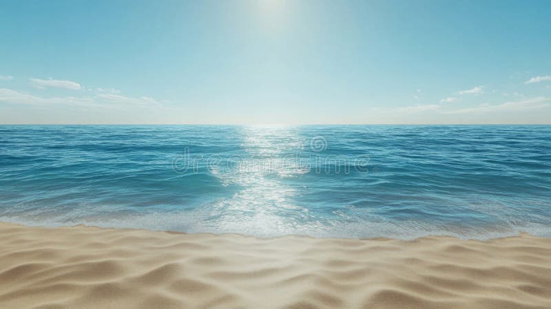 Bright Sunny Day at the Beach: Blue Ocean and Golden Sand Stock ...