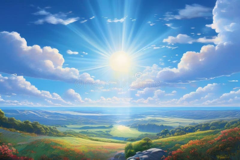 A Bright and Sunny Day is Depicted Stock Illustration - Illustration of ...