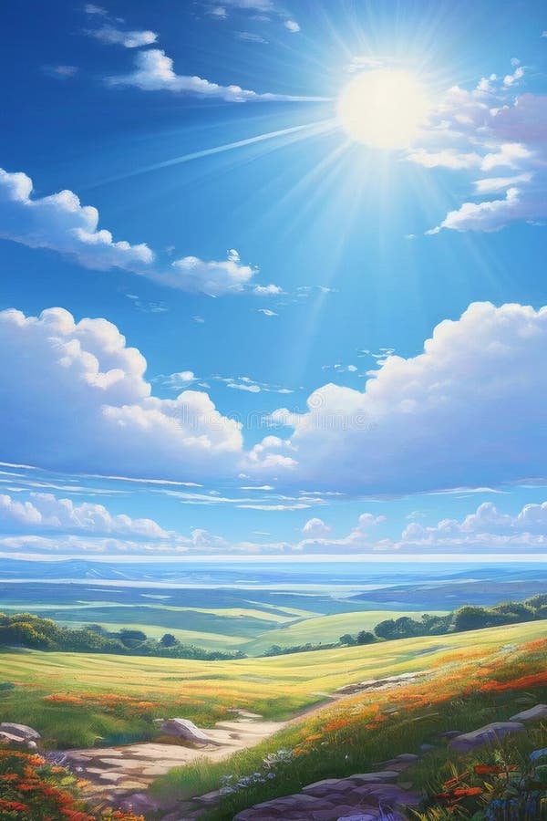 A Bright and Sunny Day is Depicted Stock Illustration - Illustration of ...