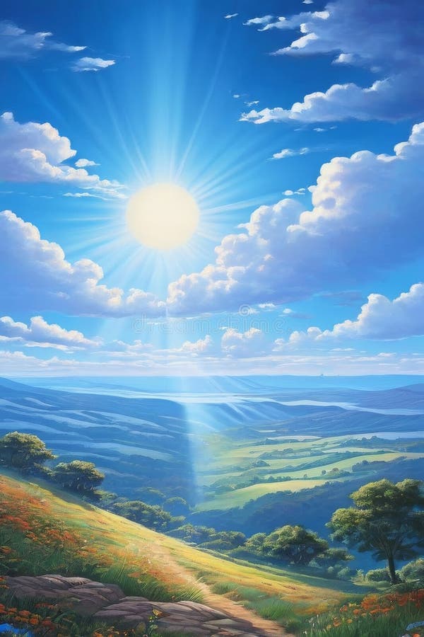 A Bright and Sunny Day is Depicted Stock Illustration - Illustration of ...