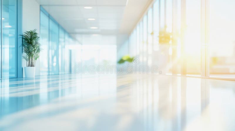 Bright and Sunny Office Environment with Large Windows during a Video ...