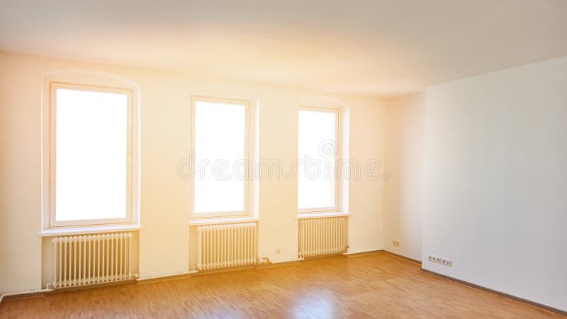 Bright Sunny Room in Summer with Large Windows Stock Photo - Image of ...