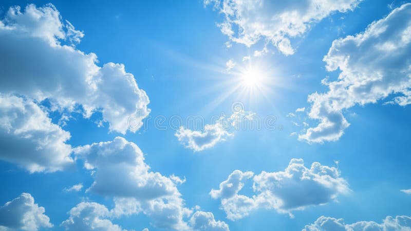 Bright Sunny Sky with Fluffy Clouds during Daytime. Nature and ...