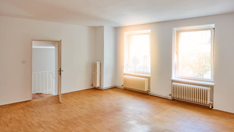 Bright, Sunny Windows in an Empty Room in an Old Building Stock Image ...