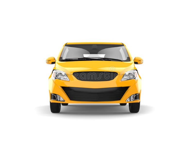 Bright Sunny Yellow Modern Compact Car - Front View Stock Illustration ...
