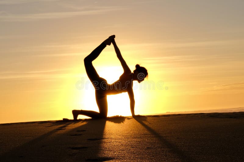 Bright Sunrays Behind Yogi Master Forming Silhouette Stock Image ...