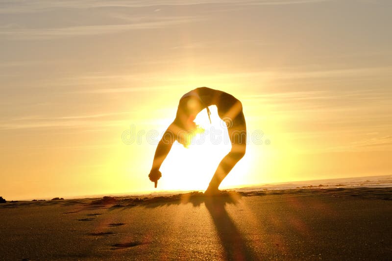 Bright Sunrays Behind Yogi Master Forming Silhouette Stock Image ...