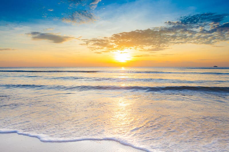 Bright Sunrise Over on the Beach Stock Image - Image of landscape, gold ...