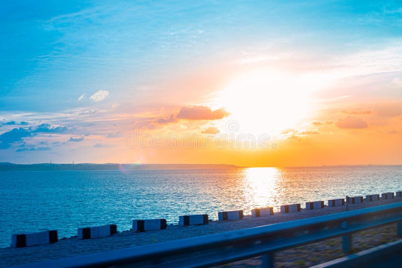 Bright sunrise at sea stock photo. Image of light, landscape - 166173136