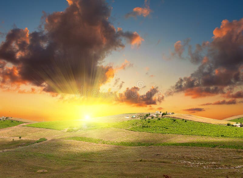 Bright Sun during a Sea Sunset. Orange Color in the Sky Stock Image ...