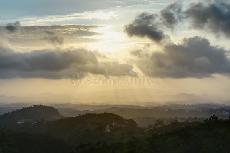 Bright sunset stock photo. Image of beams, clouds, landscape - 49920776