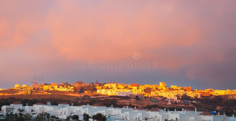 Bright Sunset Landscape, Tangier, Morocco Stock Image - Image of clouds ...