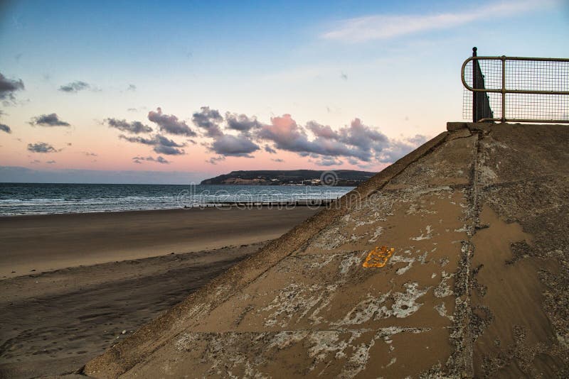 Bright Sunset Sky Over Sandown Bay in the Isle of Wight Stock Photo ...
