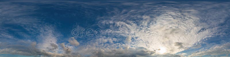 Bright Sunset Sky Panorama with Cirrus Clouds. Hdr Seamless Spherical ...