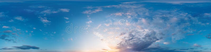 Bright Sunset Sky Panorama with Glowing Red Pink Cumulus Clouds. HDR ...