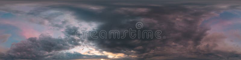 Dramatic Sunset Sky Panorama with Bright Glowing Red Pink Cumulus ...