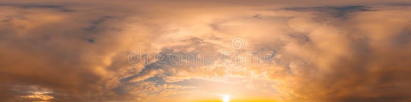Sunset Sky Panorama with Bright Glowing Pink Cumulus Clouds. HDR Stock ...
