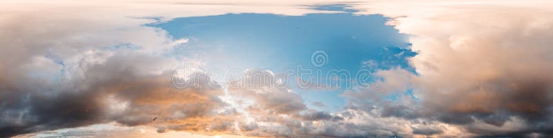 Dramatic Sunset Sky Panorama with Bright Glowing Red Pink Cumulus ...