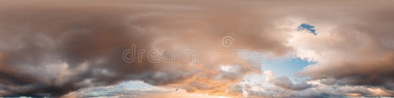 Dramatic Sunset Sky Panorama with Bright Glowing Red Pink Cumulus ...