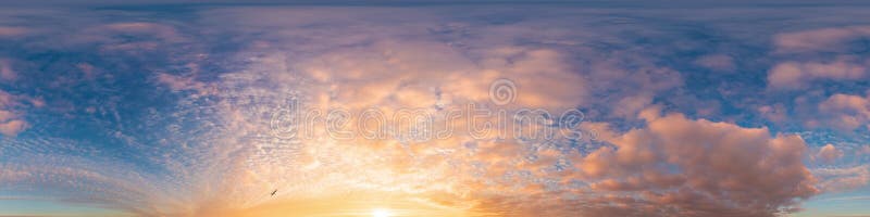 Sky Panorama with Bright Glowing Golden Clouds. HDR 360 Seamless ...