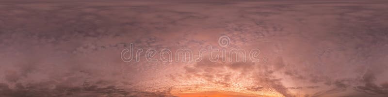 Sunset Sky Panorama with Bright Glowing Pink Cumulus Clouds. HDR 360 ...