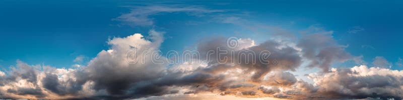 Dramatic Sunset Sky Panorama with Bright Glowing Red Pink Cumulus ...