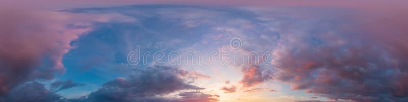 Dramatic Sunset Sky Panorama with Bright Glowing Red Pink Cumulus ...