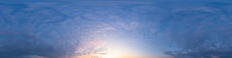 Sunset Sky Panorama with Bright Glowing Pink Cumulus Clouds. HDR 360 ...