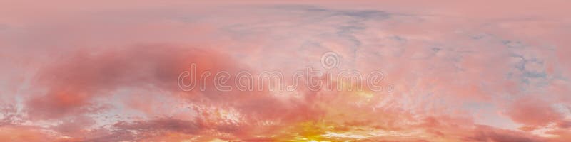 Sunset Sky Panorama with Bright Glowing Pink Cirrus Clouds. HDR Stock ...