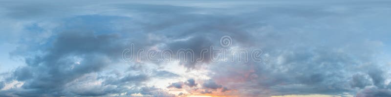 Dramatic Sunset Sky Panorama with Bright Glowing Red Pink Cumulus ...