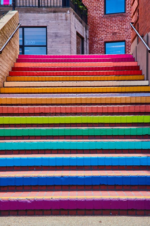 Bright Sunshine on Colorful Rainbow Painted Staircase at Ghirardelli ...