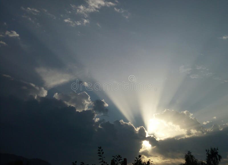 Bright Sunshine Glorious Sun Rays Fresh Morning Sky Stock Photo - Image ...