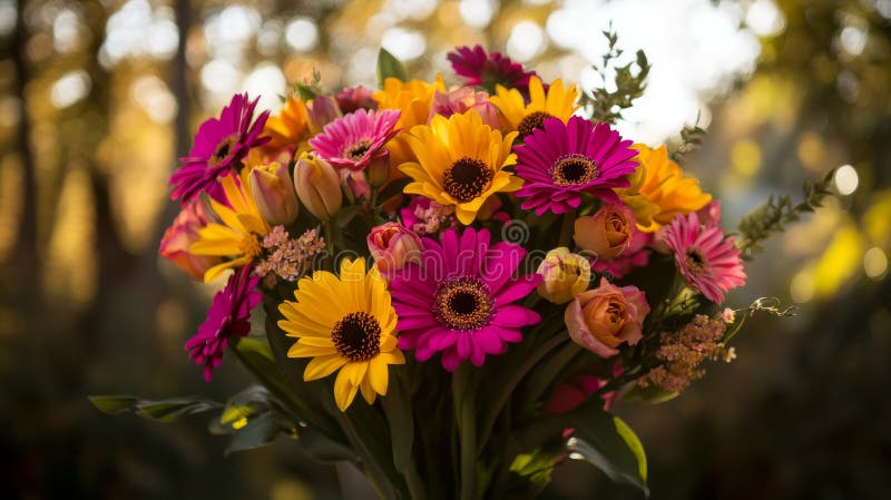 Bright Sunshine Illuminates the Blooming of Colorful Spring Flowers ...