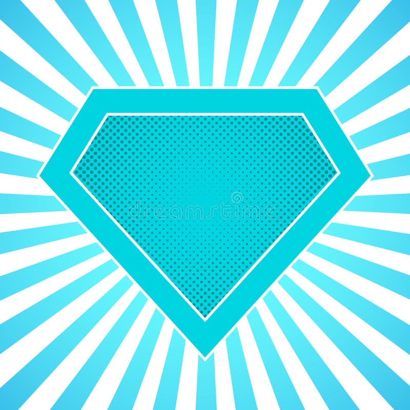 Blank Superhero Badge. Superhero Logo Template. On Blue Background. Pop ...