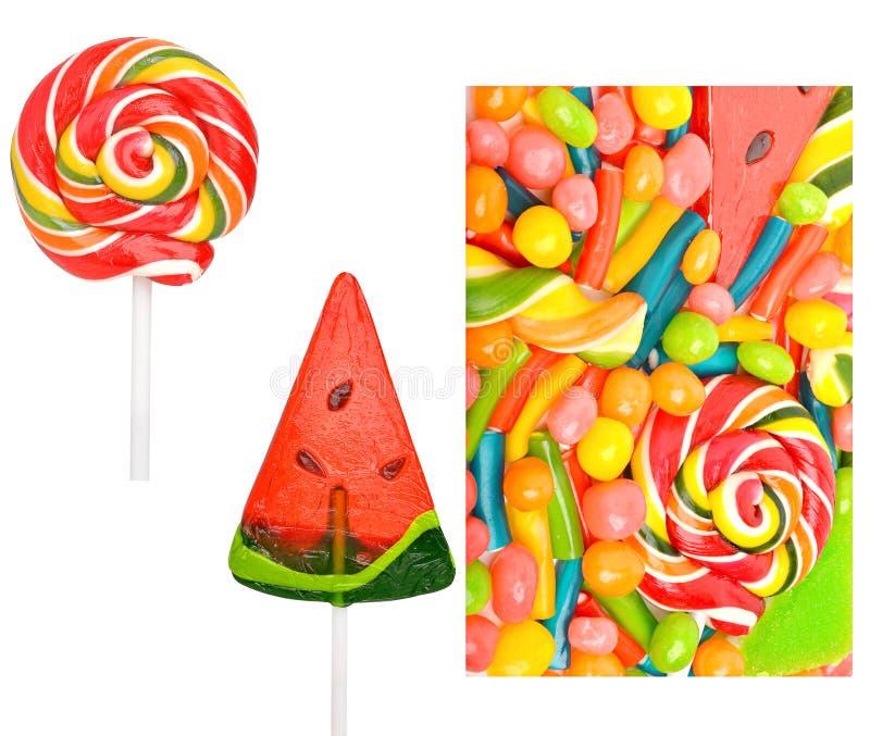 Bright Sweets, Lollipops, Dragee, Candies and Jelly Sweets Stock Photo ...
