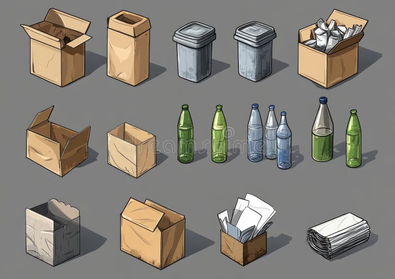 Bright Symbols Illustrating Different Types of Waste and Recycling ...