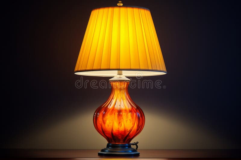 Bright Table Lamp with a Colored Lampshade Stock Photo - Image of ...