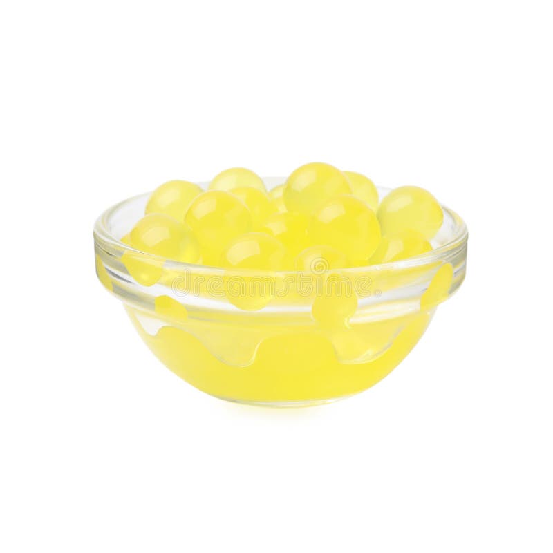 Bright Tapioca Pearls in Bowl Isolated on White Stock Image - Image of ...