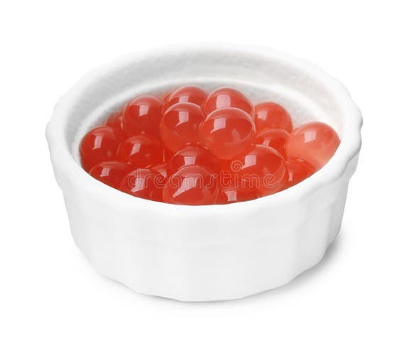 Bright Tapioca Pearls in Bowl Isolated on White Stock Image - Image of ...