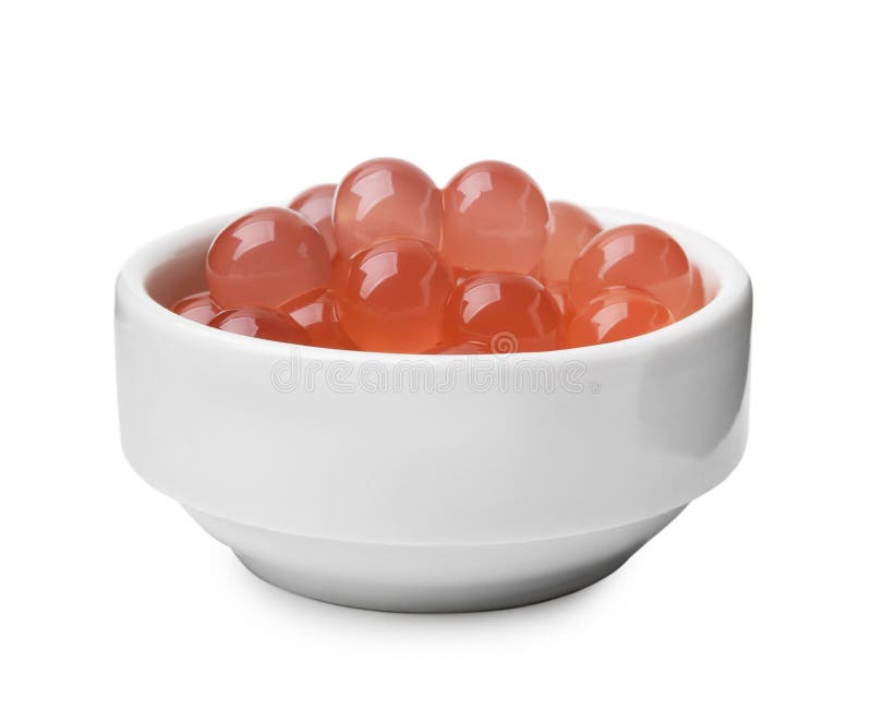 Bright Tapioca Pearls in Bowl Isolated on White Stock Image - Image of ...