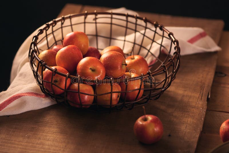 Bright Tasty Red Apples in a Basket, Close-up Stock Image - Image of ...