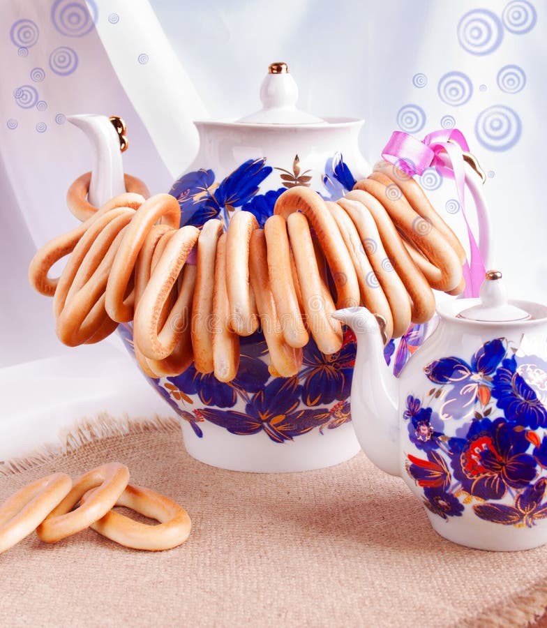 Bright Teapots with Bagels stock image. Image of people - 51762825