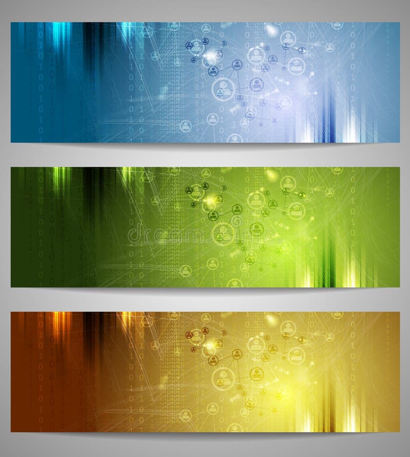 Bright technology banners stock vector. Illustration of color - 51907935