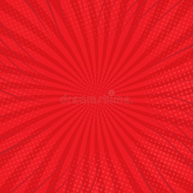 Bright Template for a Comic Book Page with Red Rays and Halftone ...